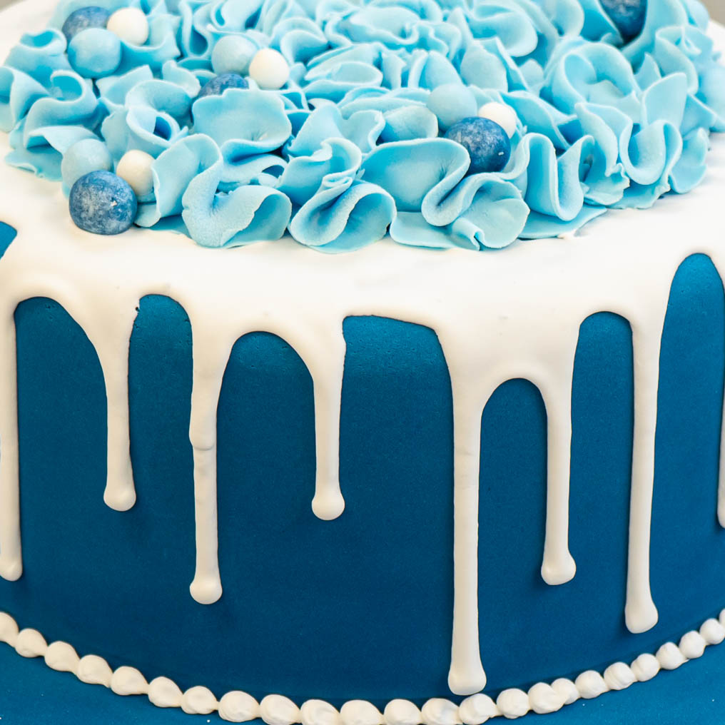 Blue And White Drip Cake Regency Cakes Online Shop