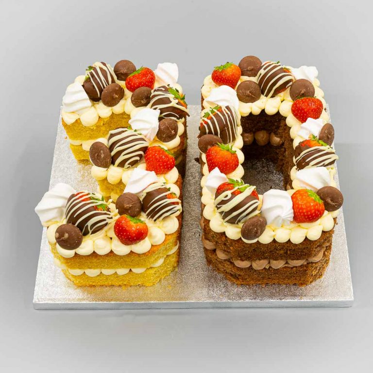 Buttercream Piped Number Cake With Fruit And Chocolates - Regency Cakes ...